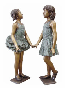 Two Girls bronze statues - Garden Bronze Co.